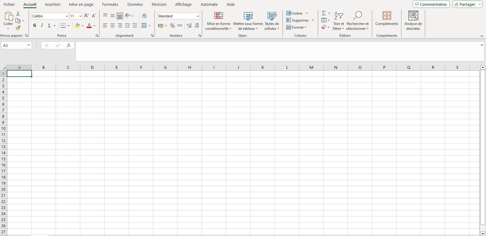 Interface utilisateur Excel - 2025